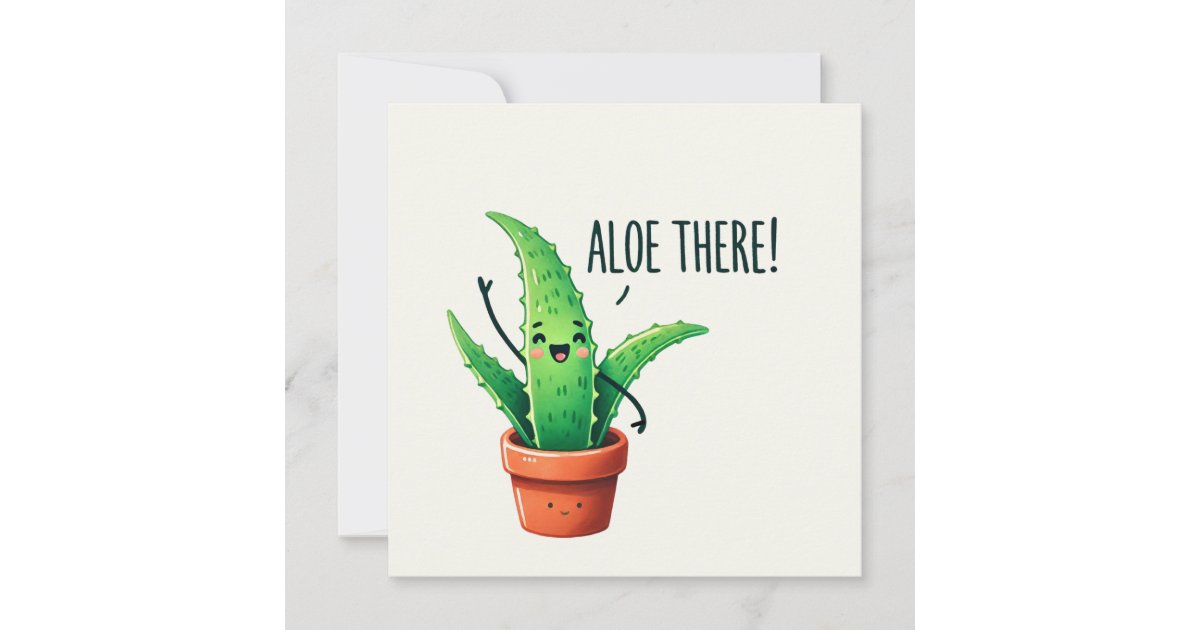 Aloe There! Cute Aloe Vera Plant Postcard | Zazzle