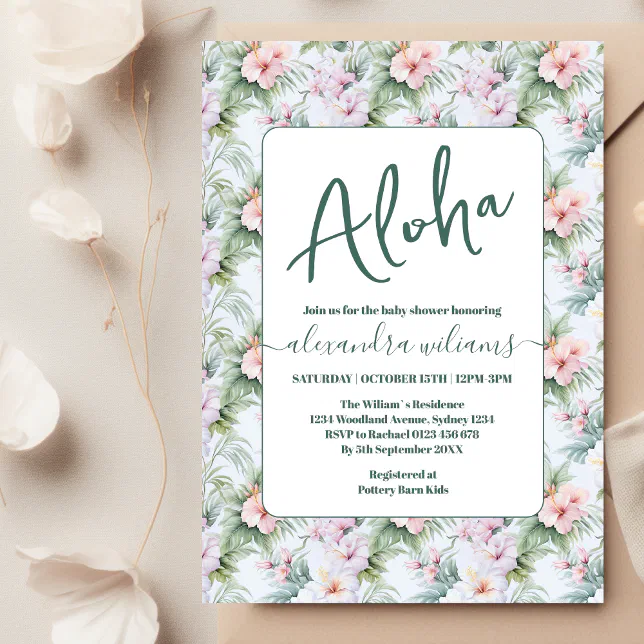 Aloha tropical floral baby shower invitation | Zazzle