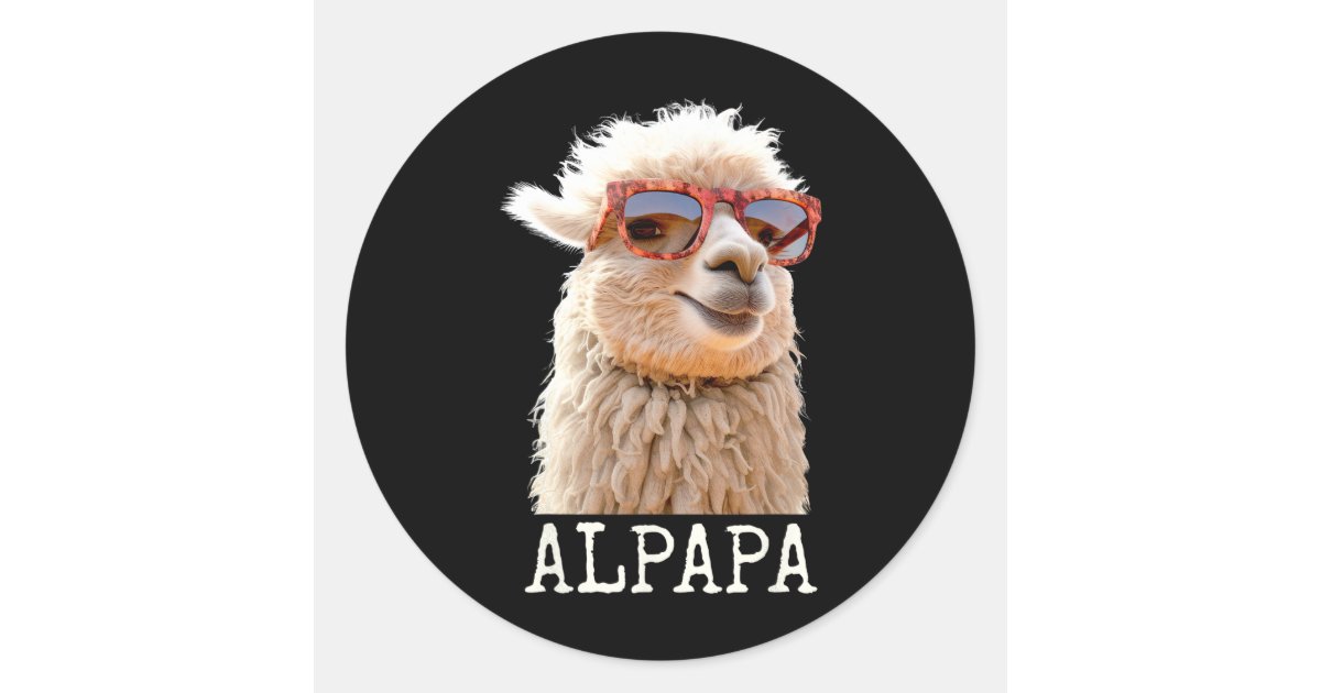 Alpaca Papa Alpapa Lama Daddy Cute Alpaca Dad Fath Classic Round ...