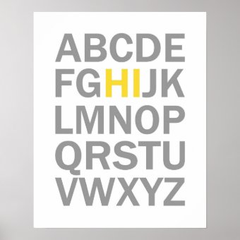 Alphabet HI print or poster | Zazzle