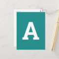 Alphabet Letter | Teal Green Modern Minimalist Postcard | Zazzle