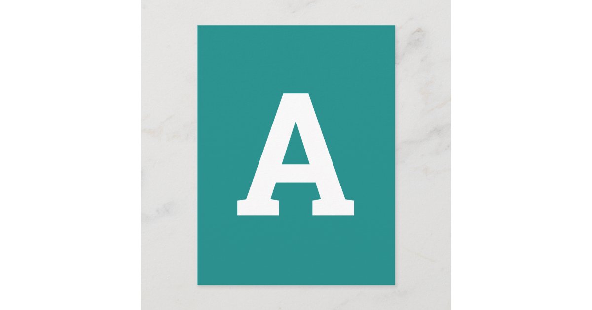 Alphabet Letter | Teal Green Modern Minimalist Postcard | Zazzle