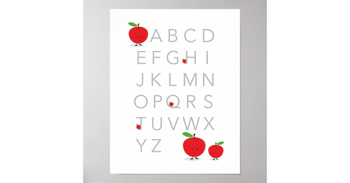 Alphabet Letters ABC Educational Apple Fruit Poster | Zazzle