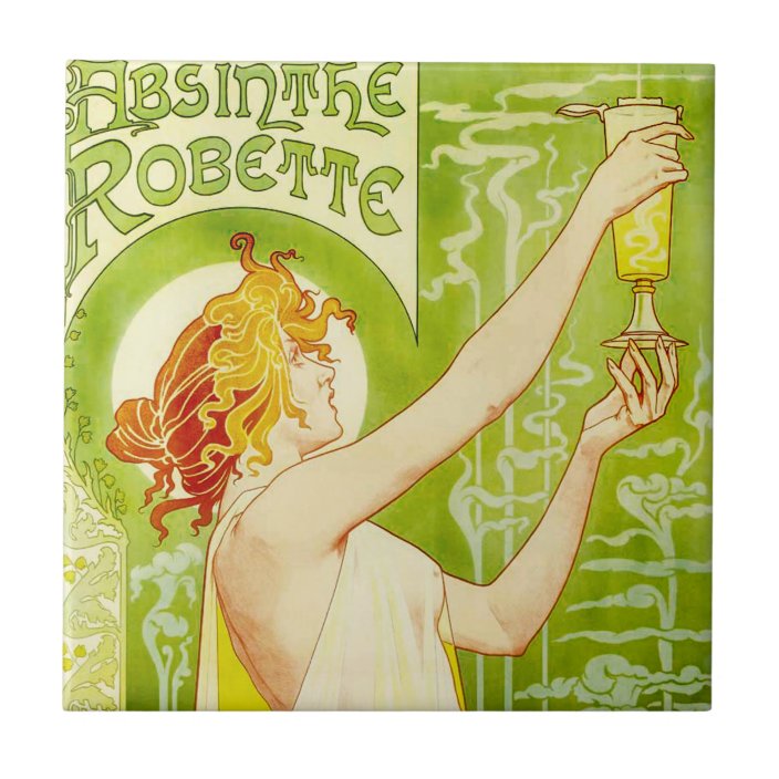 Alphonse Mucha Absinthe Robette Tile | Zazzle.co.uk