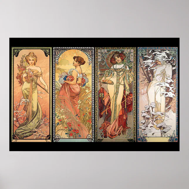 Alphonse Mucha Four Seasons Poster | Zazzle