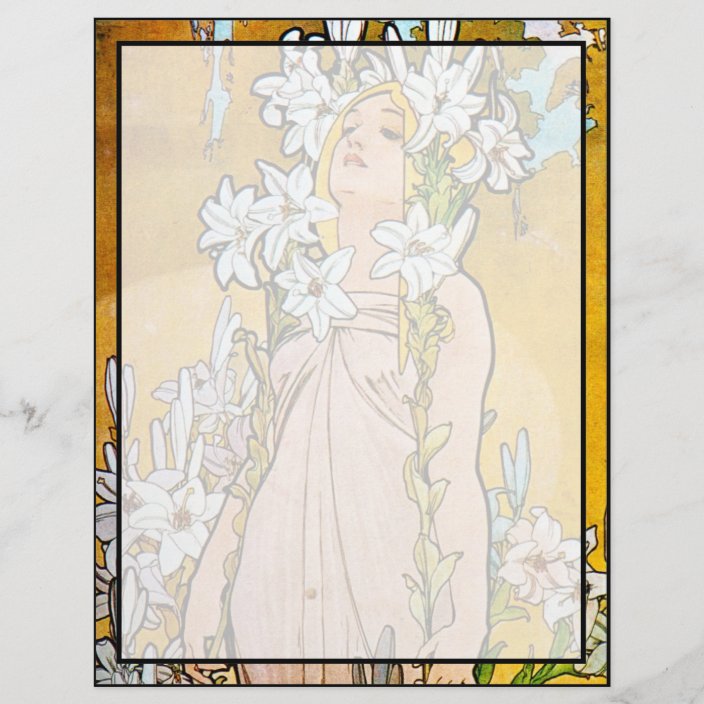 Alphonse Mucha - Lily - White Border | Zazzle.co.uk