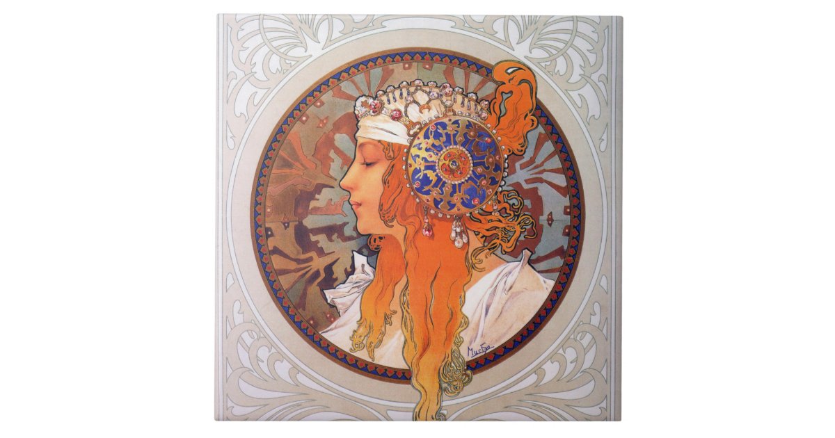 Alphonse Mucha Tile | Zazzle