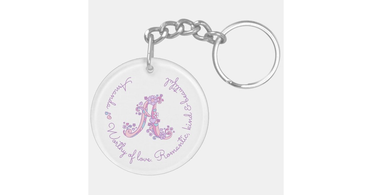 Amanda monogram A name and meaning keyring | Zazzle