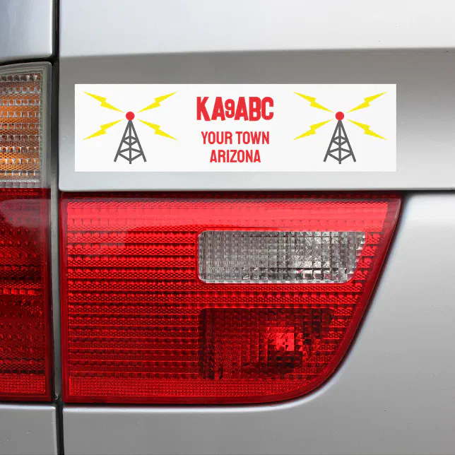 Amateur Radio Ham Operator Antenna and Call Sign Bumper Sticker | Zazzle