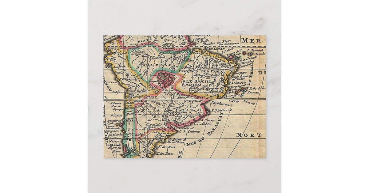 Amazing Antique Map of South America Postcard | Zazzle