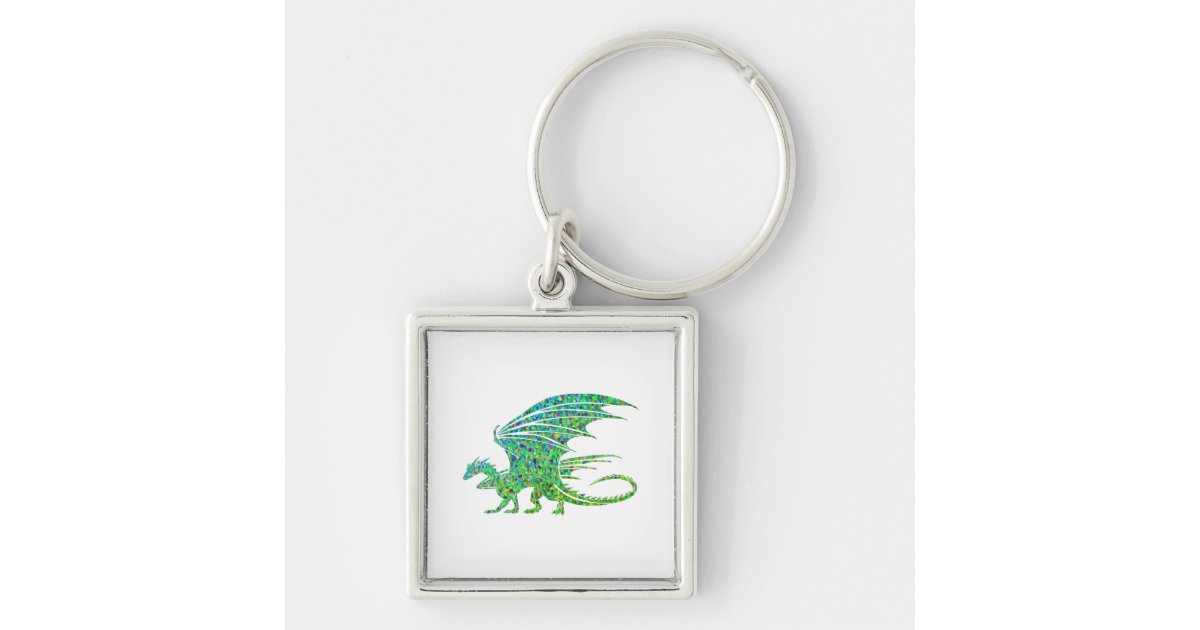 Amazing Mosaic Green Dragon Key Ring | Zazzle