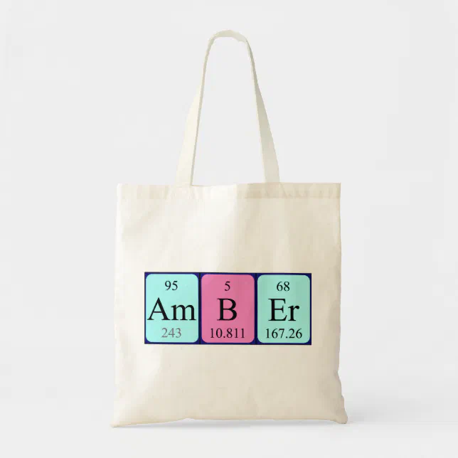 Amber periodic table name tote bag | Zazzle