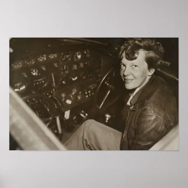 Amelia Earhart Candid Aeroplane Cockpit Photo 1937 Poster | Zazzle