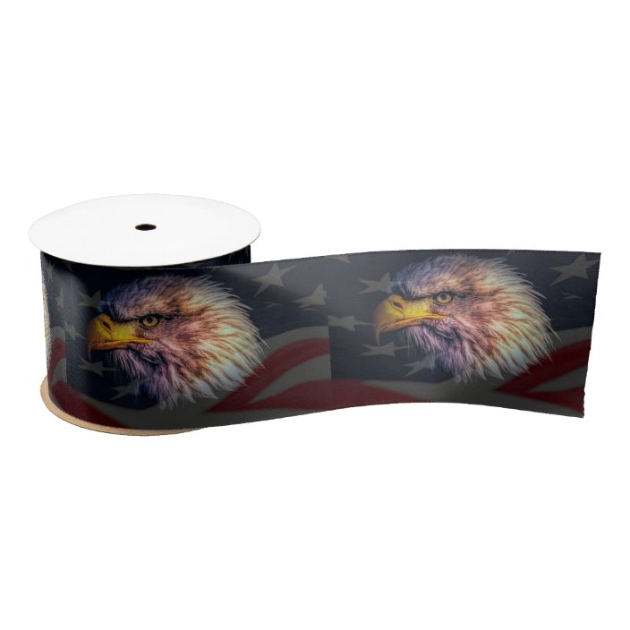 American Bald Eagle With Flag Satin Ribbon | Zazzle.co.uk