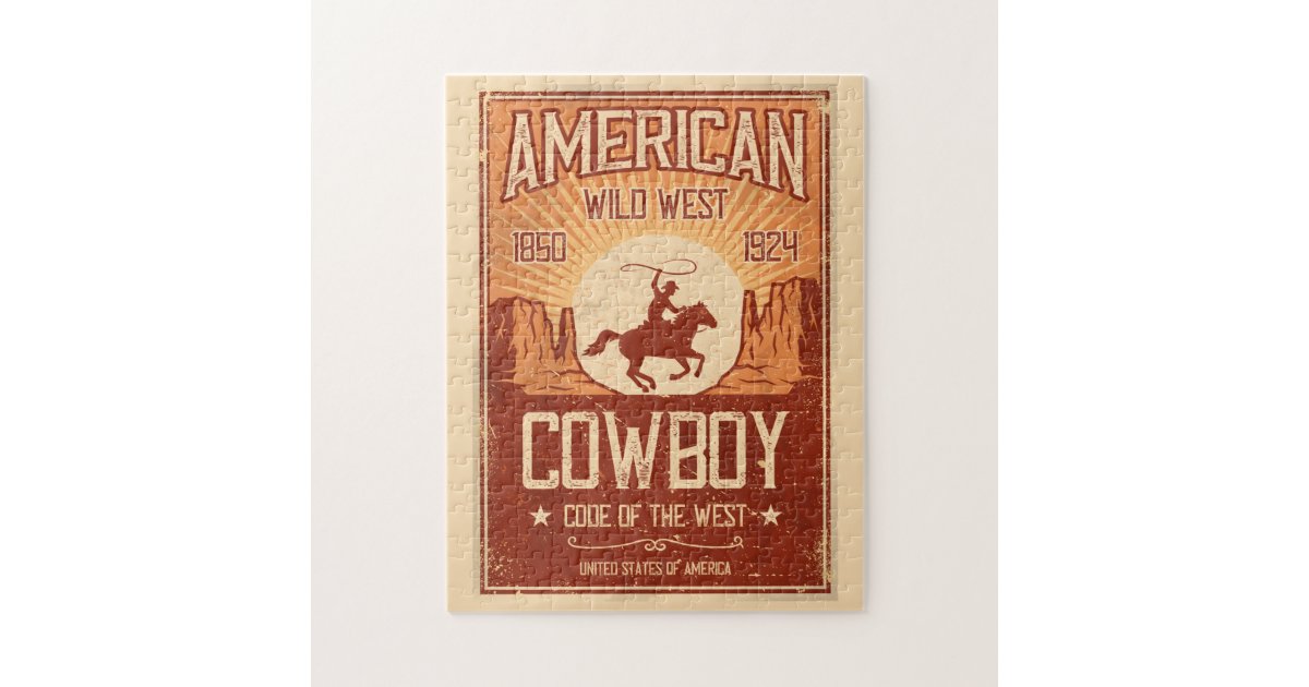 American Cowboy Wild West Jigsaw Puzzle | Zazzle