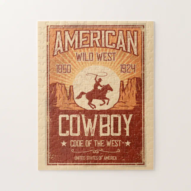 American Cowboy Wild West Jigsaw Puzzle | Zazzle