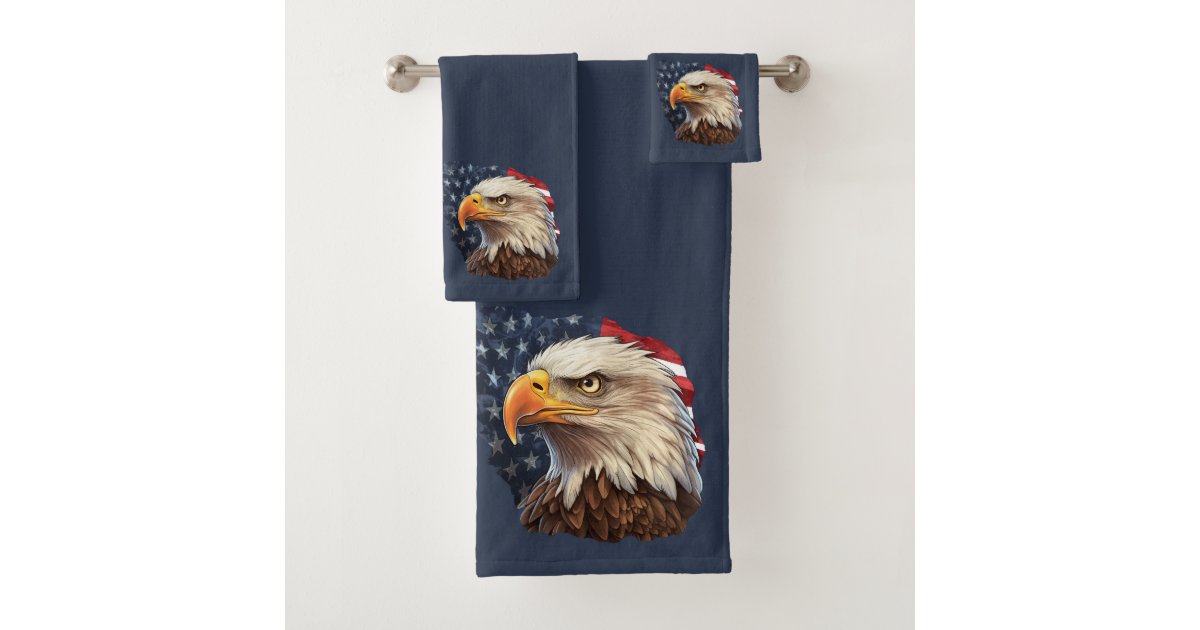 American Flag Bald Eagle Bath Towel Set | Zazzle