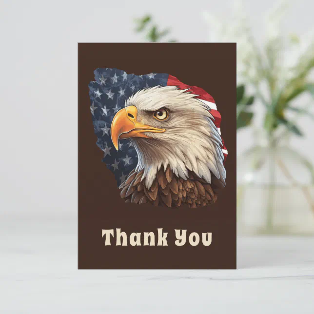 American Flag Bald Eagle Thank You Card | Zazzle