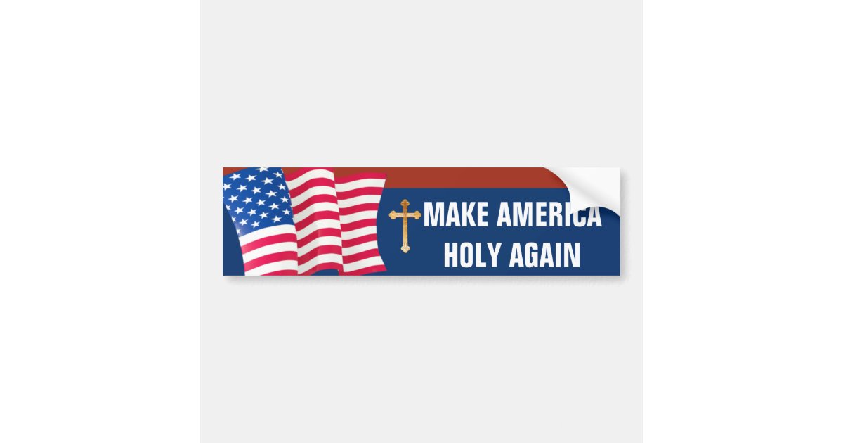 American Flag Gold Cross Bumper Sticker | Zazzle