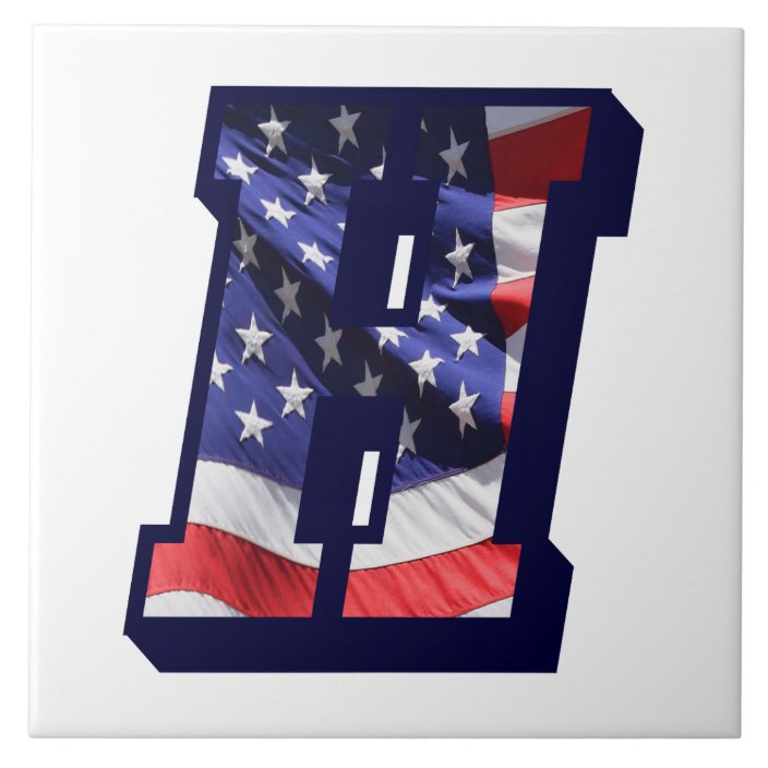 American Flag Letter "H" Large Photo Ceramic Tile | Zazzle.co.uk