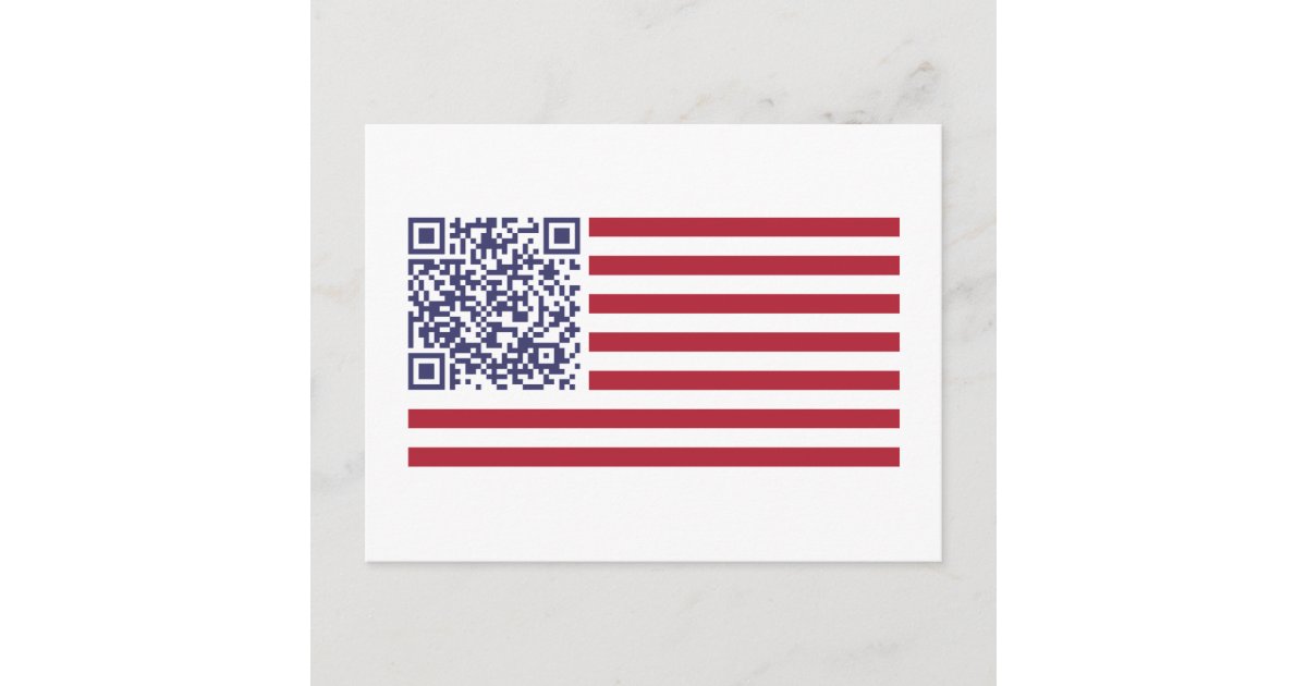 American Flag National Anthem QR Code Postcard | Zazzle