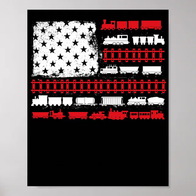 American Flag Railroad Train Conductor 4th Of July Poster | Zazzle