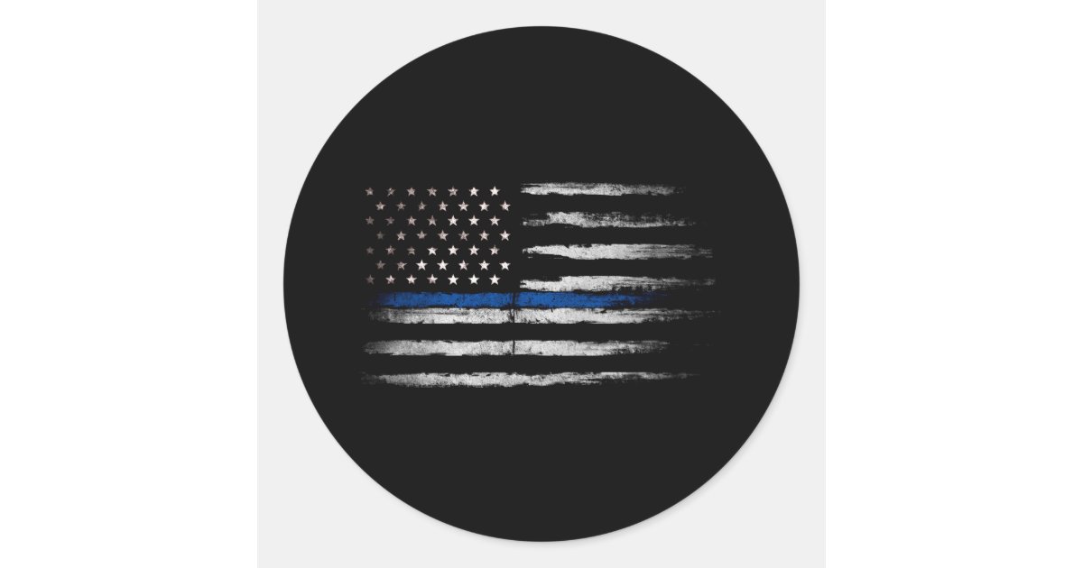 American Thin Blue Line flag Classic Round Sticker | Zazzle