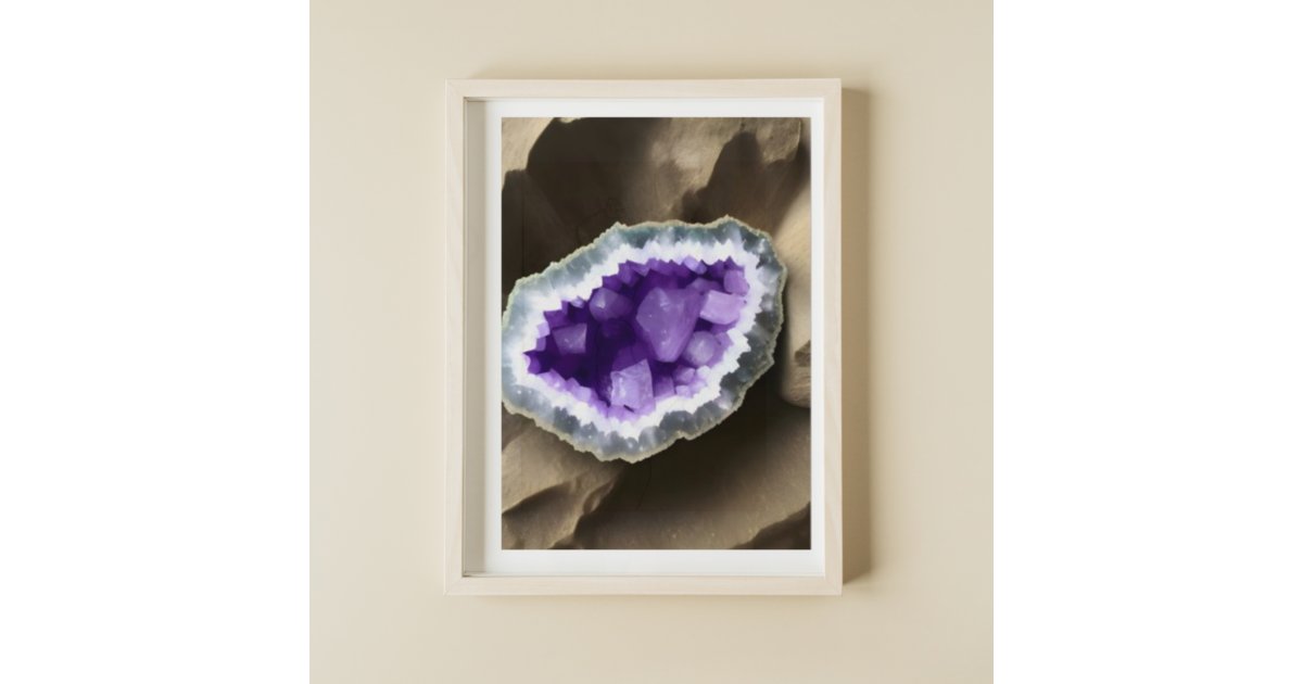 Amethyst Crystal Geode Digital Art Poster | Zazzle