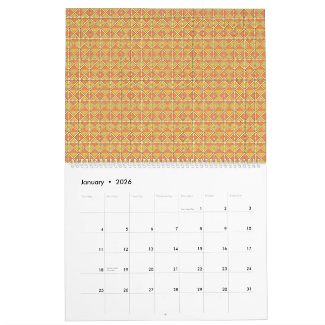 an orange and yellow background with a pattern calendar | Zazzle