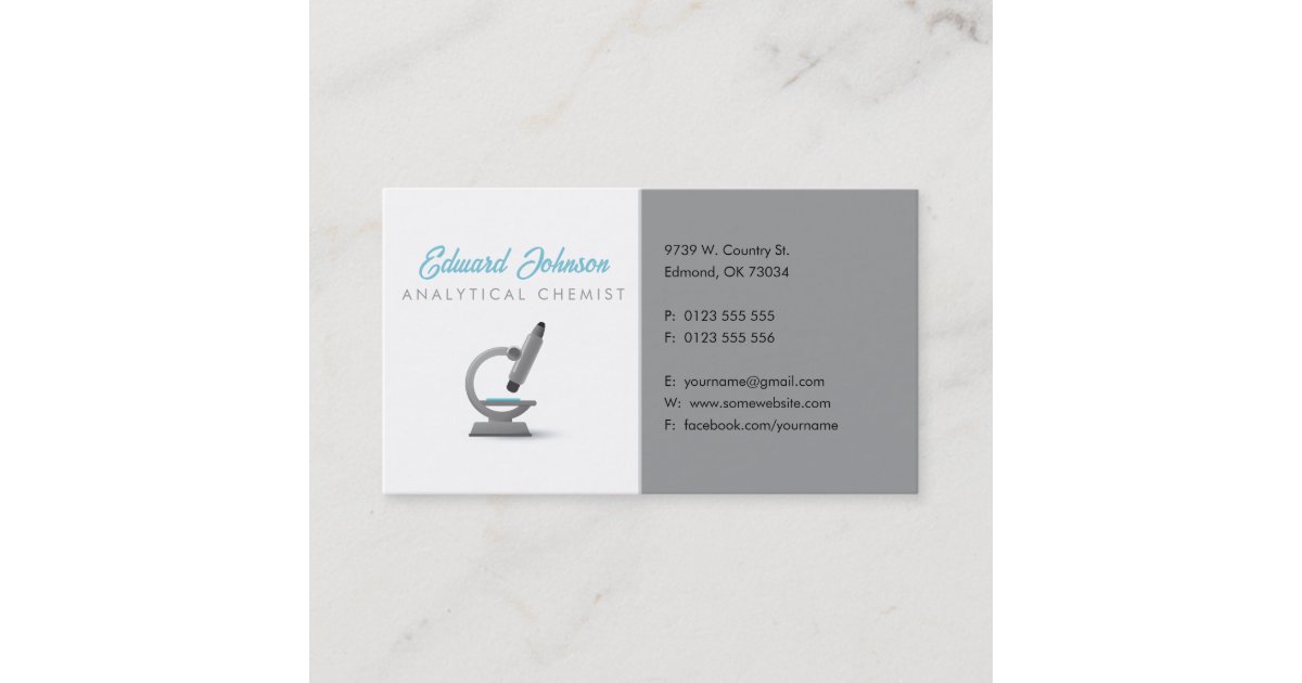 Analytical Chemist | Science microscope Business Card | Zazzle