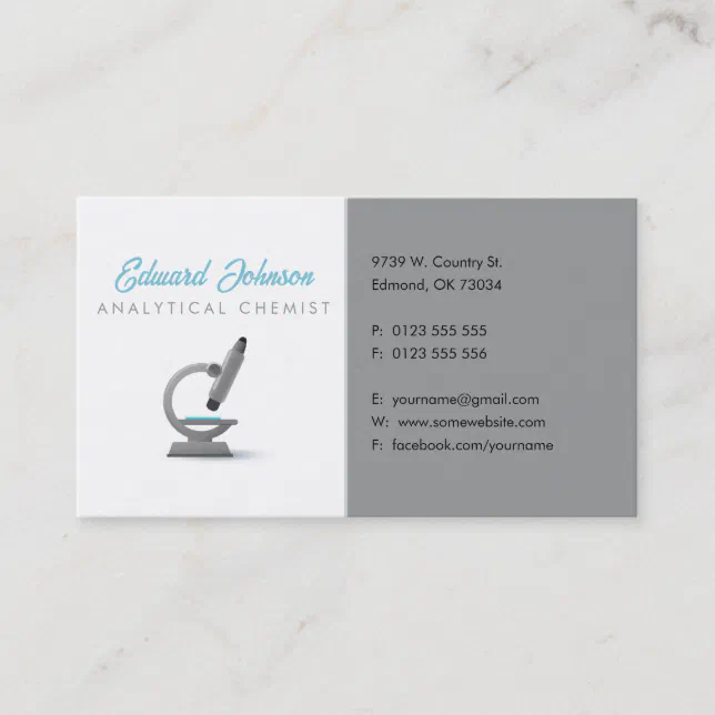 Analytical Chemist | Science microscope Business Card | Zazzle