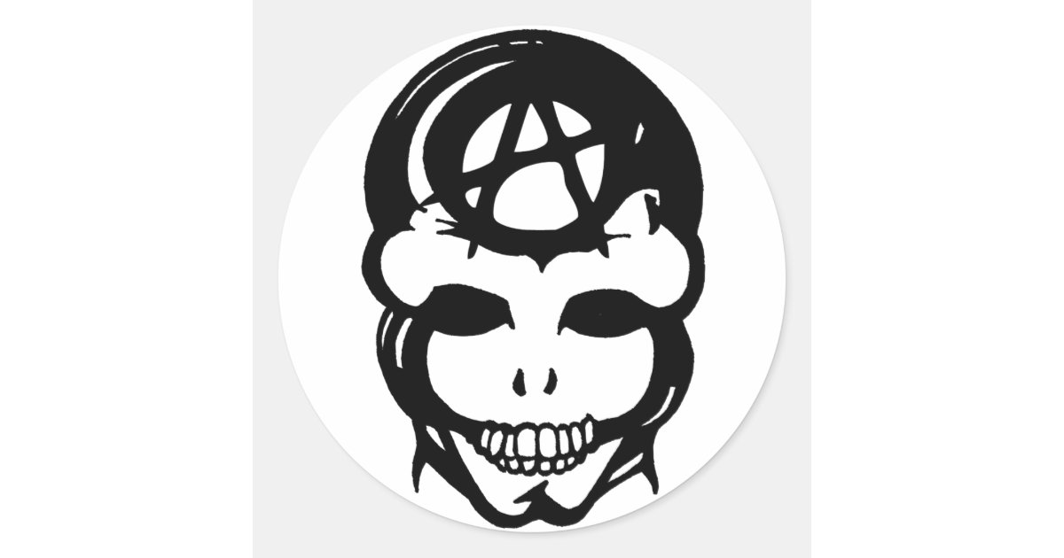 Anarchy Skull 2 Classic Round Sticker | Zazzle