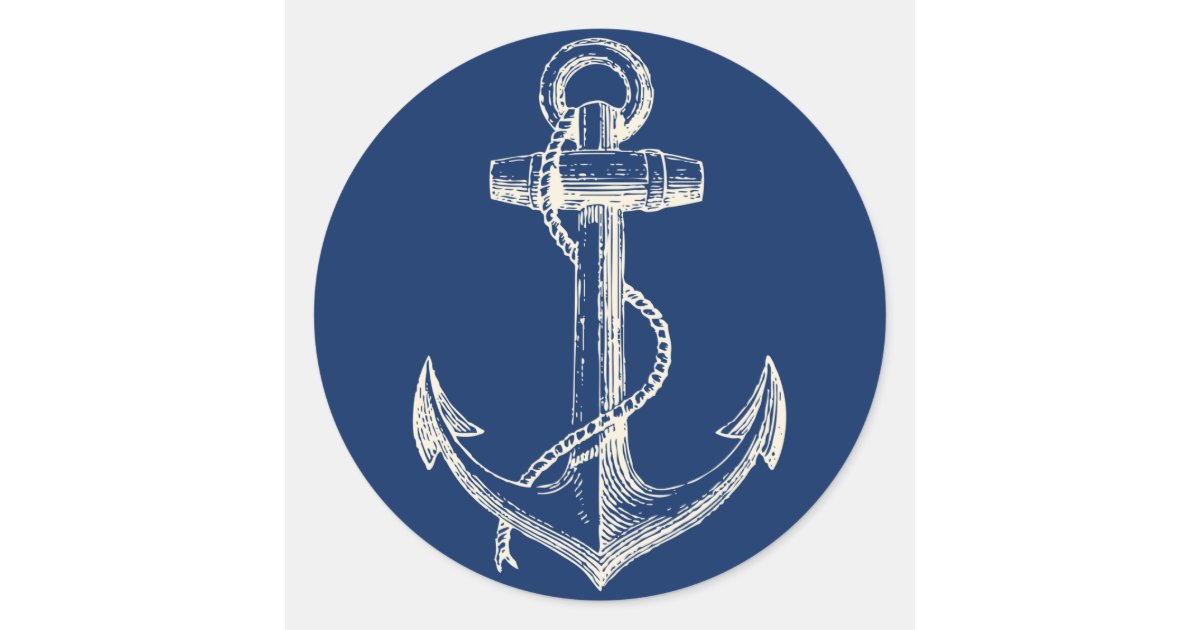 Anchor Nautical Sticker Decor Navy Blue White | Zazzle