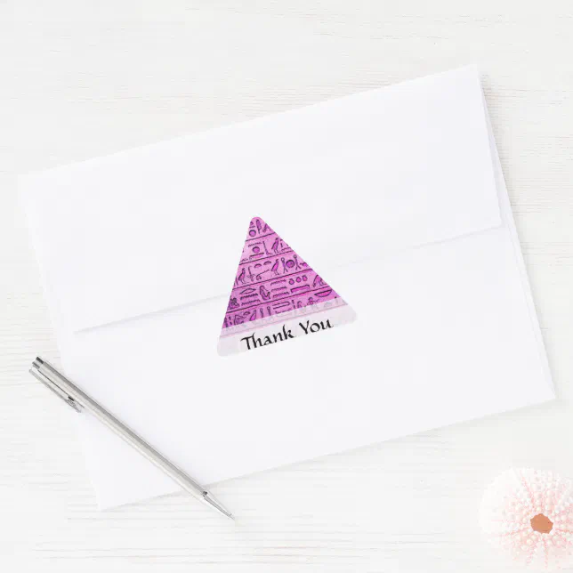 Ancient Egyptian Hieroglyphs Purple Thank You Triangle Sticker | Zazzle