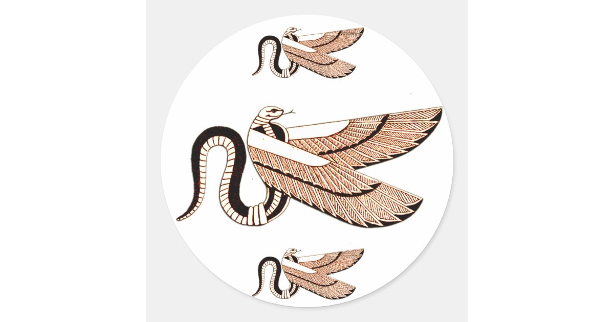 Ancient Egyptian Winged Serpent Symbol Classic Round Sticker | Zazzle