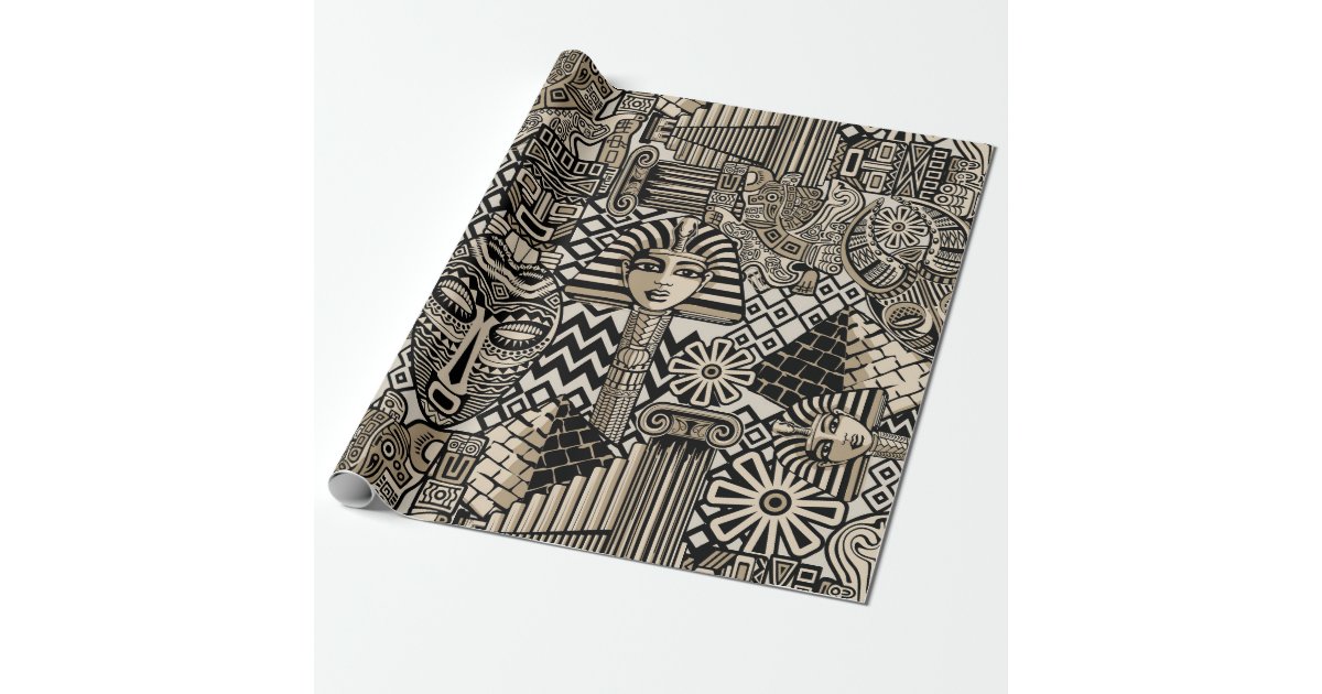 Ancient Historical Symbols Tattoo Style Wrapping Paper | Zazzle