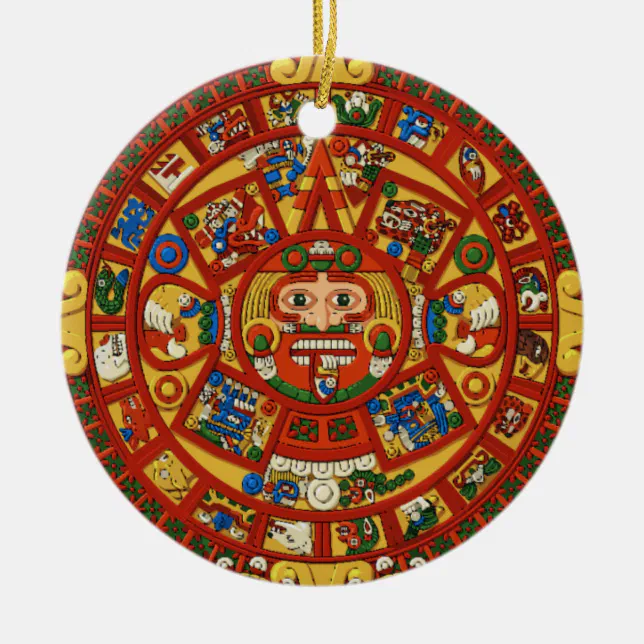 Ancient Mayan Aztec Symbol Ceramic Tree Decoration | Zazzle