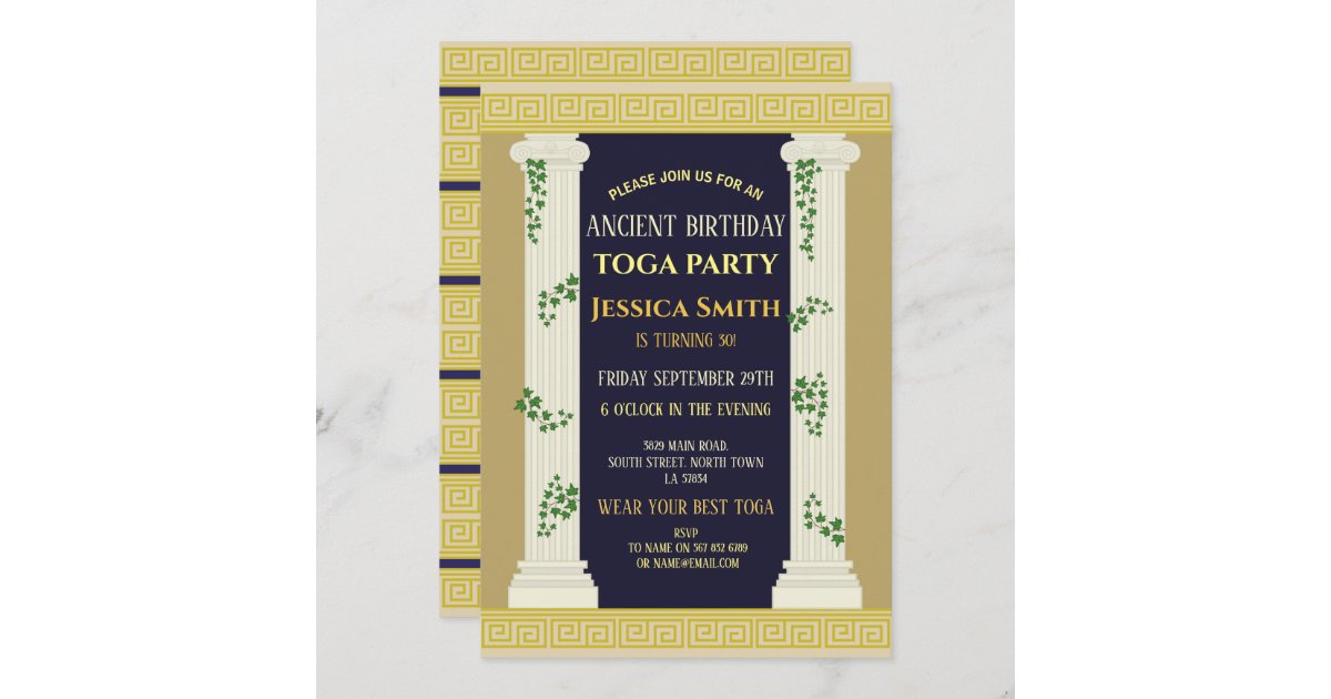 Ancient Roman Toga Birthday Party Ivy Invitation | Zazzle