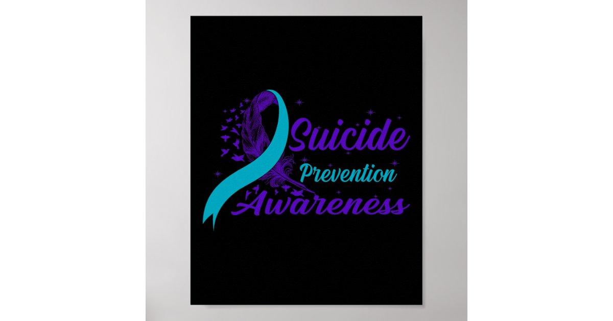 And Purple Ribbon Semicolon Suicide Prevention Awa Poster | Zazzle