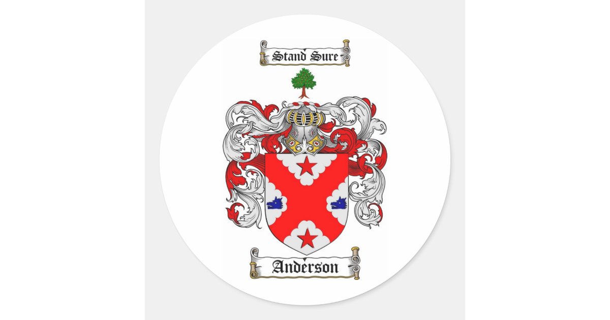ANDERSON FAMILY CREST - ANDERSON COAT OF ARMS CLASSIC ROUND STICKER ...