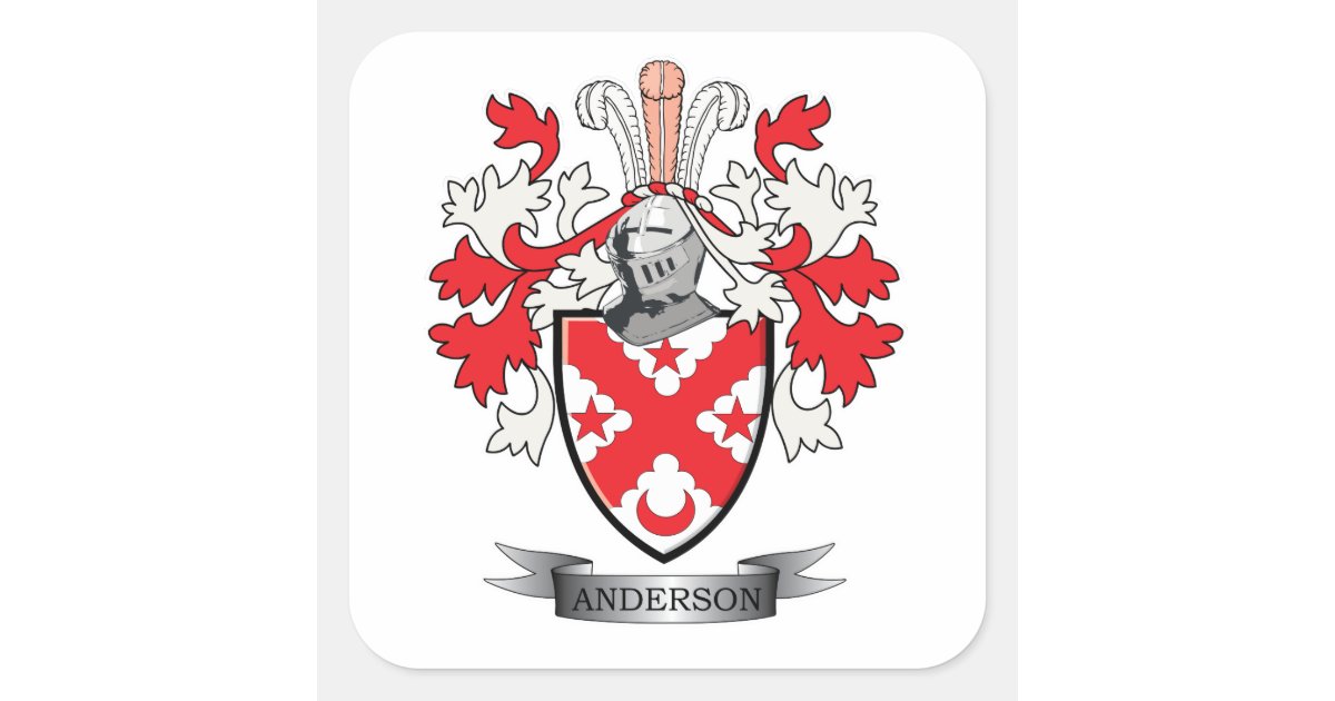 Anderson Family Crest Coat of Arms Square Sticker | Zazzle