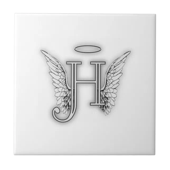 Angel Alphabet H Initial Latter Wings Halo Tile | Zazzle