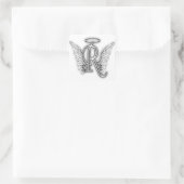 Angel Alphabet R Initial Letter Wings Halo Square Sticker | Zazzle