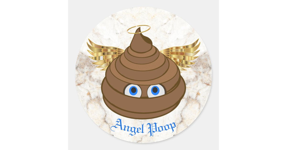 Angel Poop Emoji Classic Round Sticker | Zazzle