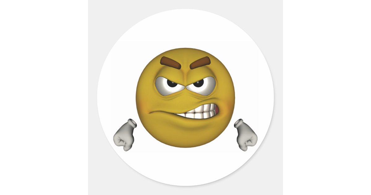 Angry Classic Round Sticker | Zazzle