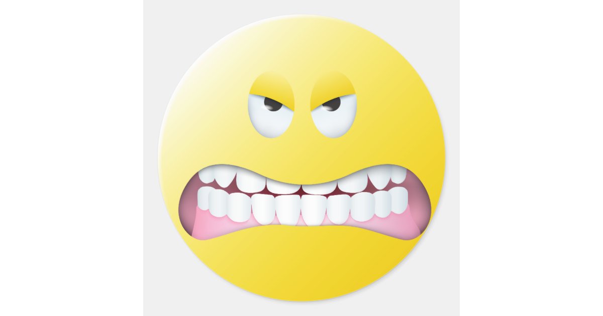 Angry Face Classic Round Sticker | Zazzle