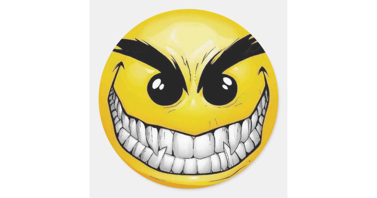 Angry Happy face Classic Round Sticker | Zazzle