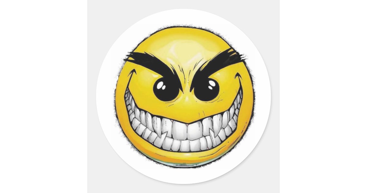 Angry Happy face Classic Round Sticker | Zazzle