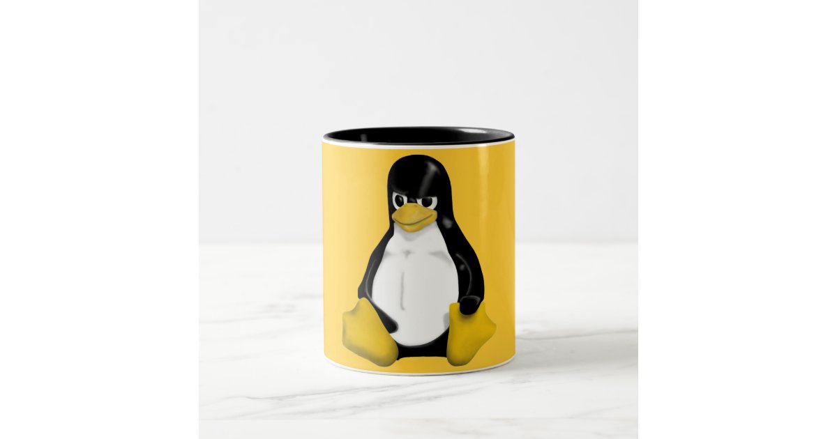 Angry Linux Tux Penguin Two Tone Coffee Mug Zazzle 