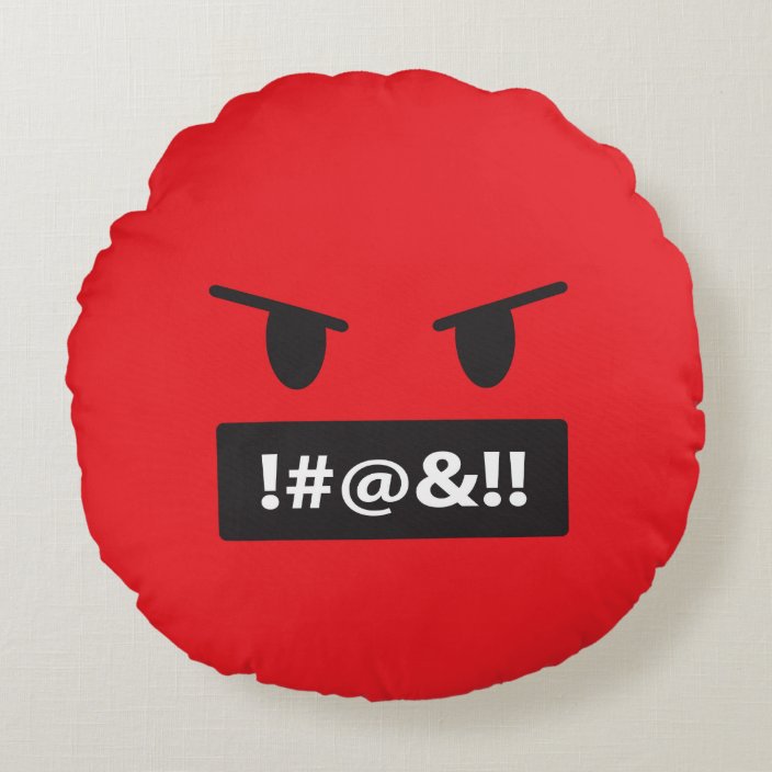 Angry Red Face Cursing Emoji Round Cushion | Zazzle.co.uk